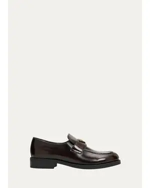 Prada Triangle Logo Spazzolato Leather Loafers