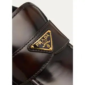 Prada Triangle Logo Spazzolato Leather Loafers