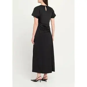 Simkhai Marabella Ruched Satin Midi Dress - Black