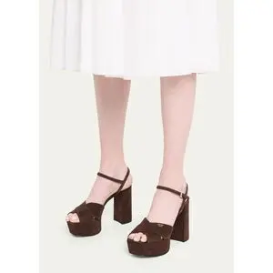 Prada 115mm Suede Crisscross Platform Sandals