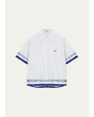 Loewe Short-sleeve Layered Button-down Shirt - White Multi