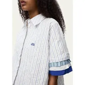 Loewe Short-sleeve Layered Button-down Shirt - White Multi