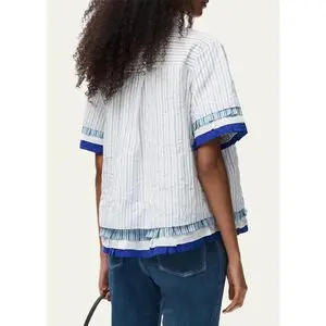 Loewe Short-sleeve Layered Button-down Shirt - White Multi