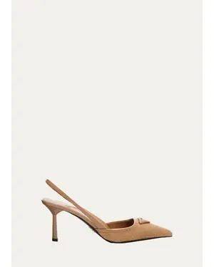 Prada 75mm Cashmere Slingback Pumps