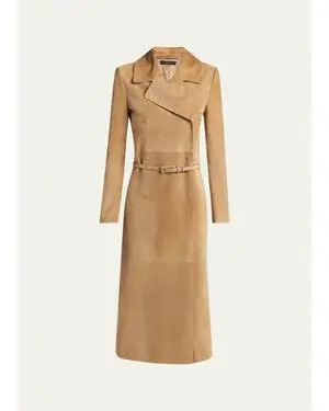 TOM FORD Belted Suede Long Trench Coat