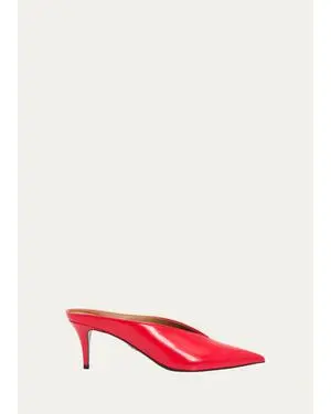 Stella McCartney 60mm Brushed Pointed-toe Mules - Flame