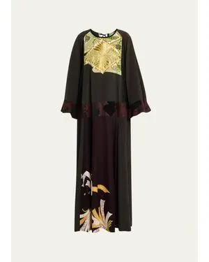 Rianna + Nina Kendima Vintage Bell-sleeve Maxi Kimono Dress - Multi