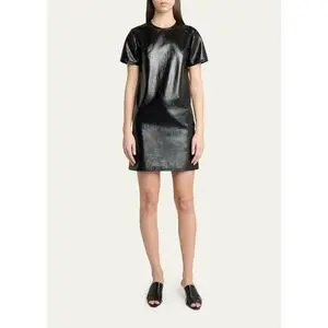 COURREGES Shiny Vinyl Short-sleeve Mini Dress
