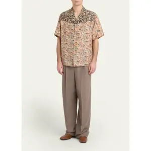 Valentino Garavani Leopard Floral Silk Camp Shirt