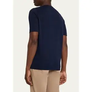 Brunello Cucinelli Linen And Cotton Knit Short-sleeve Sweater - Navy