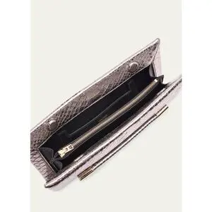 TOM FORD Ava Snake-embossed Printed Leather Clutch - Silver