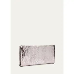 TOM FORD Ava Snake-embossed Printed Leather Clutch - Silver
