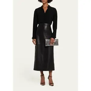 TOM FORD Ava Snake-embossed Printed Leather Clutch - Silver