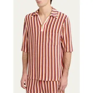 Valentino Garavani Striped Toweling Camp Shirt