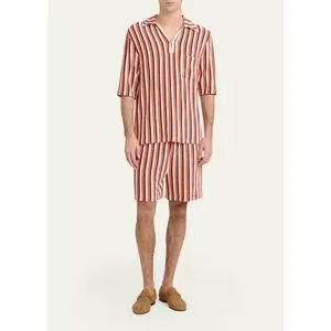 Valentino Garavani Striped Toweling Camp Shirt