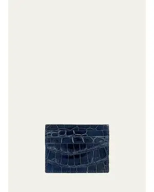 ABAS Alligator Card Case - Navy