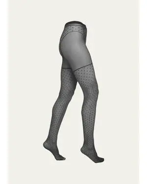 Wolford Dotted Garter Belt Tights - Black