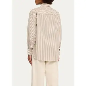 Brunello Cucinelli Striped Cotton Button-down Shirt With Monili Trim