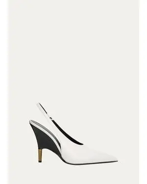 Khaite 100mm Bella Leather Slingback Pumps - Chalk