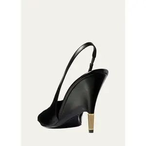 Khaite 100mm Bella Leather Slingback Pumps - Chalk