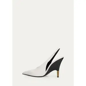 Khaite 100mm Bella Leather Slingback Pumps - Chalk