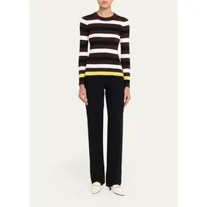 ZANKOV Striped Rib Crewneck Sweater