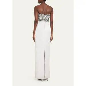 Prabal Gurung Strapless Floral Embellished Silk Column Gown