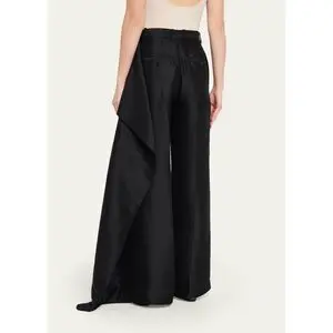 HEIRLOME Rickie Shantung Silk Asymmetric Wide-leg Trousers