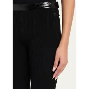 COURREGES Contrast Vinyl & Knit Straight-leg Pants