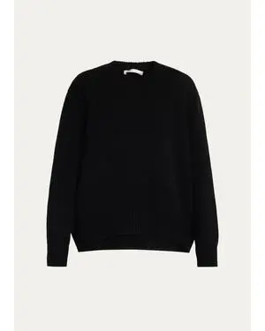 THE ROW Parth Cashmere Oversized Crewneck Sweater - Black