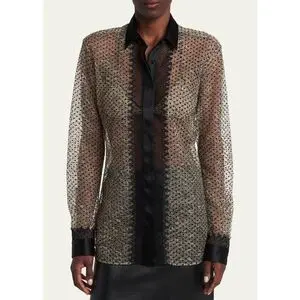 TOM FORD Polka-dot Lace Button-down Shirt