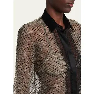 TOM FORD Polka-dot Lace Button-down Shirt