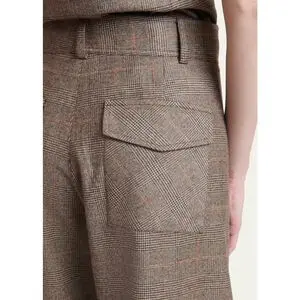 Kiton Wool-cashmere Check Barrel-leg Trousers