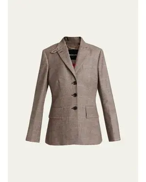 Kiton Wool-cashmere Check Single-breasted Jacket - Rust