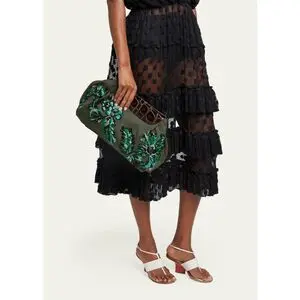 Dries Van Noten Medium Beaded Cotton Clutch Bag
