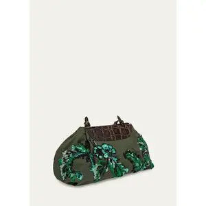 Dries Van Noten Medium Beaded Cotton Clutch Bag