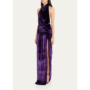 Prabal Gurung Draped Velvet Halter Dress