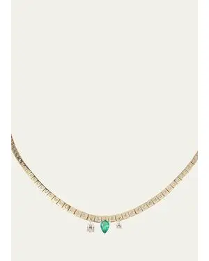 TYPE JEWELRY Leggo Fringe And Diamond Tennis Necklace - Emerald