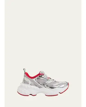 CHRISTIAN LOUBOUTIN So Flo Mesh & Metallic Leather Runner Sneakers
