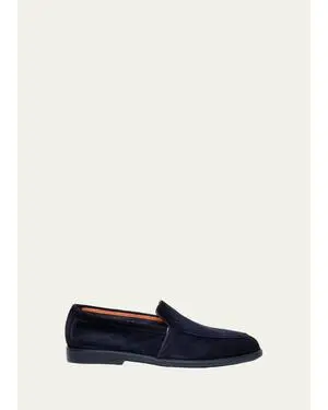 Santoni Malibu Suede Slip-on Sport Loafers - Blue