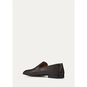 Bergdorf Goodman Buffalo Leather Penny Loafers - Brown