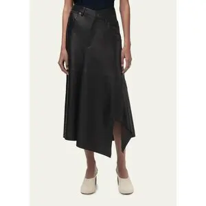 Loewe Asymmetric Leather Midi Skirt