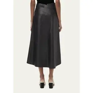 Loewe Asymmetric Leather Midi Skirt