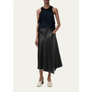 Loewe Asymmetric Leather Midi Skirt