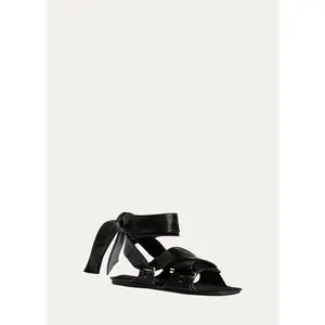Khaite Boden Leather Lace-up Sandals