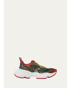 CHRISTIAN LOUBOUTIN So Flo Mesh & Snakeskin Runner Sneakers - Multi