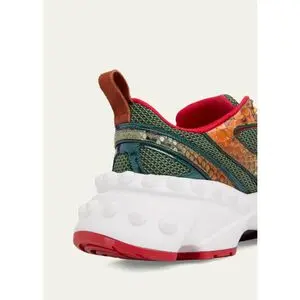 CHRISTIAN LOUBOUTIN So Flo Mesh & Snakeskin Runner Sneakers
