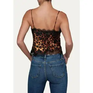 L'Agence Kimber Leopard Silk Lace Cami