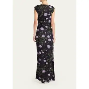 Stella McCartney Twisted Flower Mesh Sleeveless Maxi Dress