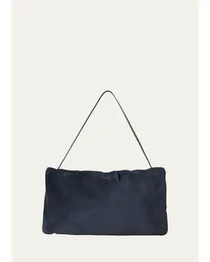 THE ROW Bourse Xl Shoulder Bag In Suede - Navy